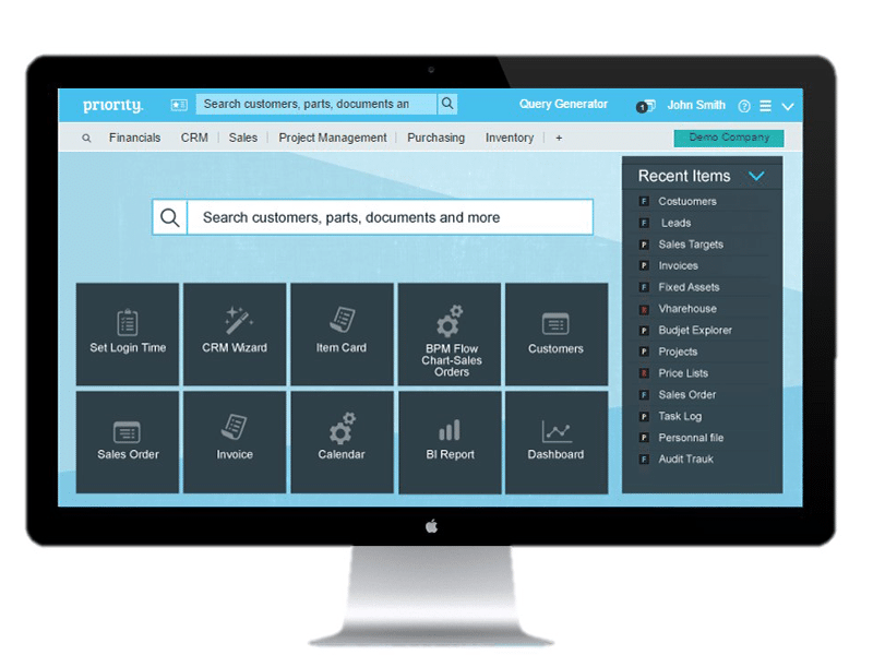 Key features of Priority ERP software - Hybrid TP